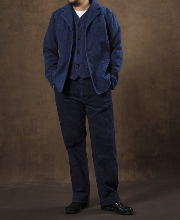 French Indigo-Dyed Sashiko Work Jacket | Olderbest