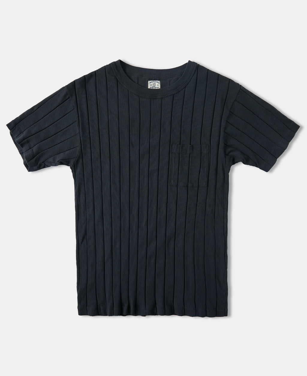 Lot 105 1950s Drop Needle Ribbed Pocket T-Shirt - Charcoal Black ...