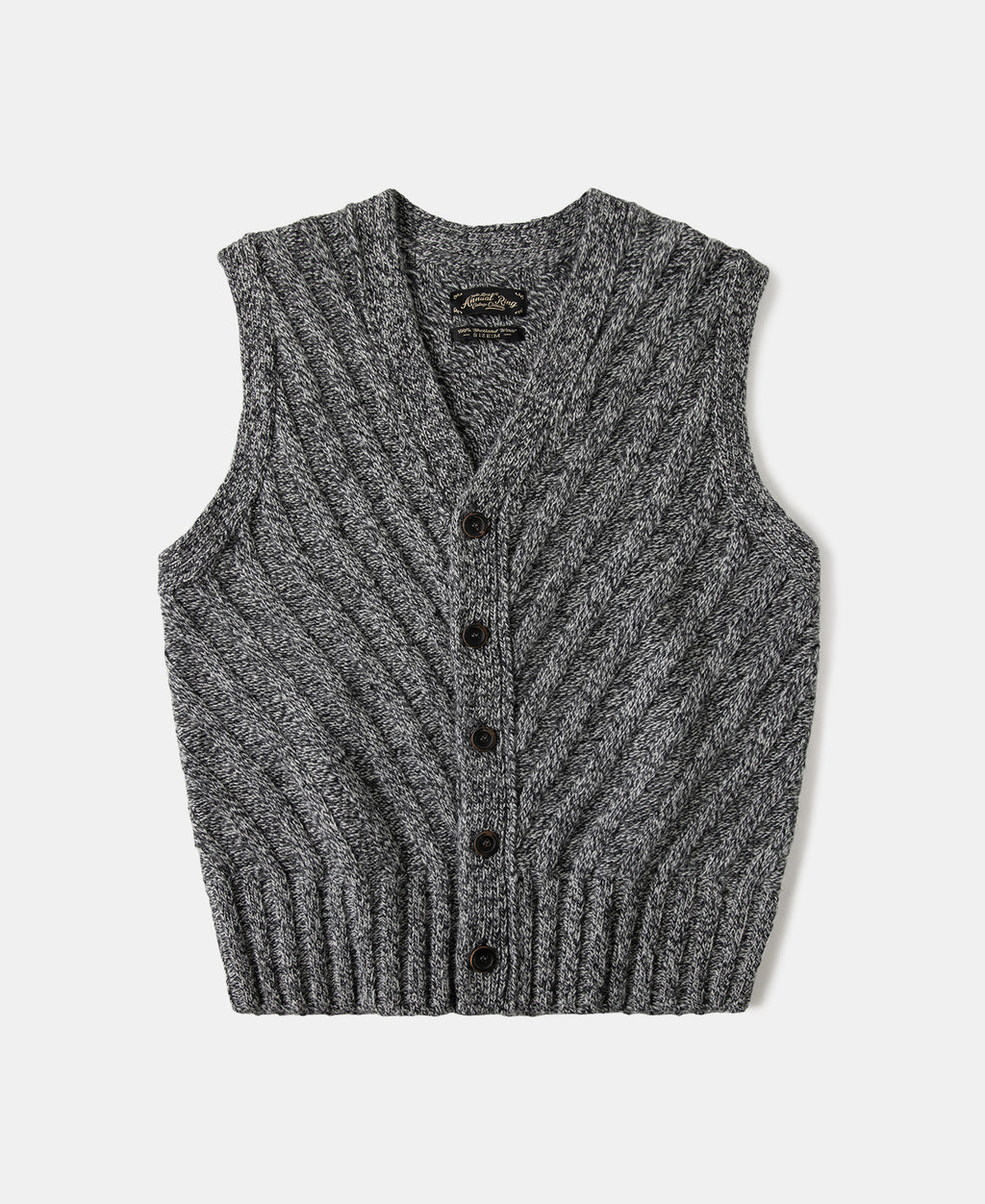 1950s Grey Marled Knitted Shetland Wool Button Sweater Vest | Olderbest
