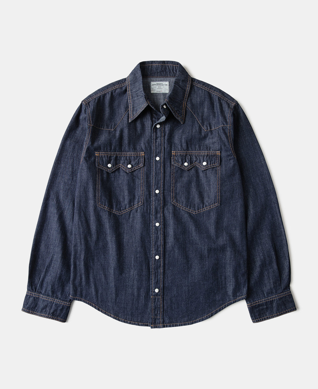 Lightweight Slub Denim Snap Button Western Shirt - Dark Indigo | Olderbest