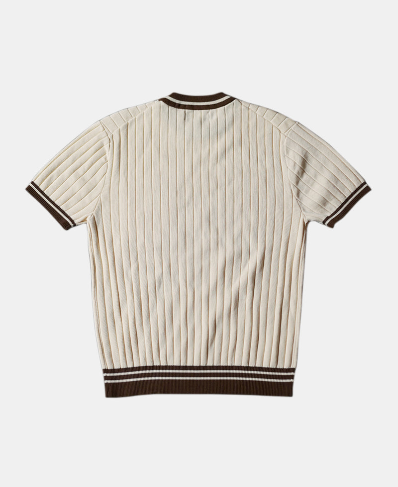 Contrast Ribbed Crew Neck Knit Retro T-Shirt | Olderbest